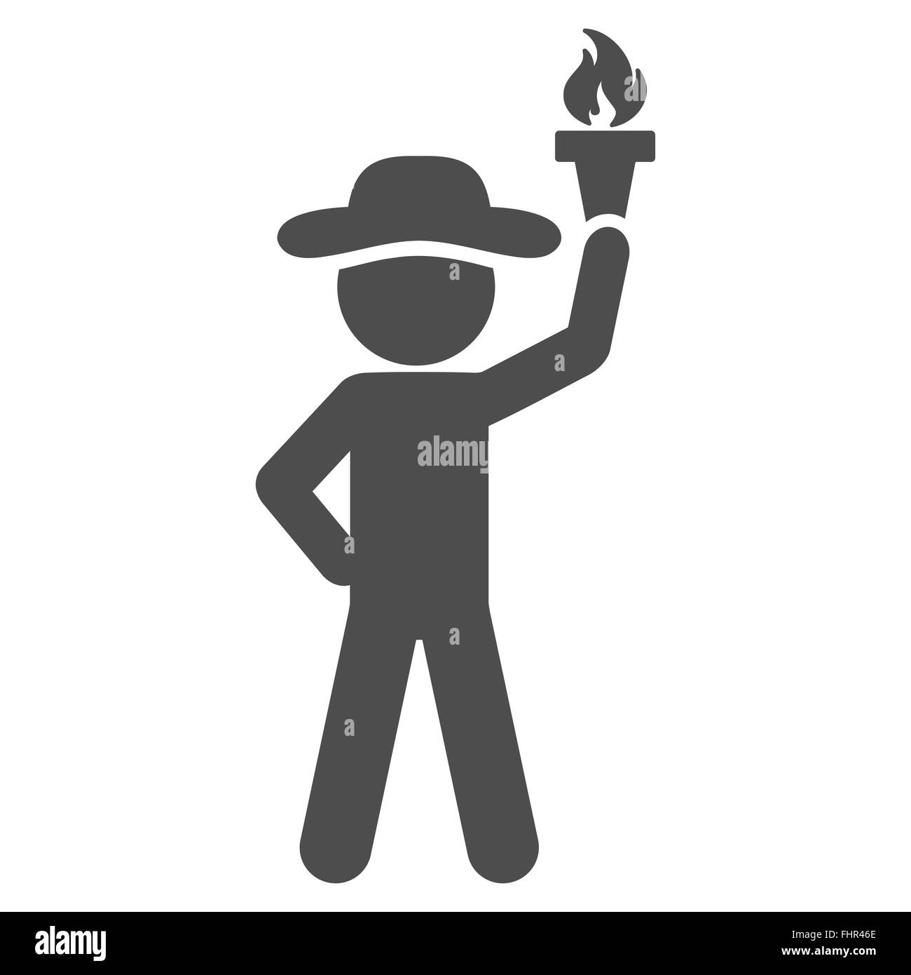 Human With Freedom Torch Icon Stock Photo - Alamy