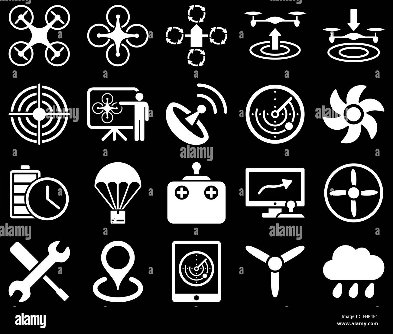 Air drone and quadcopter tool icons Stock Photo - Alamy