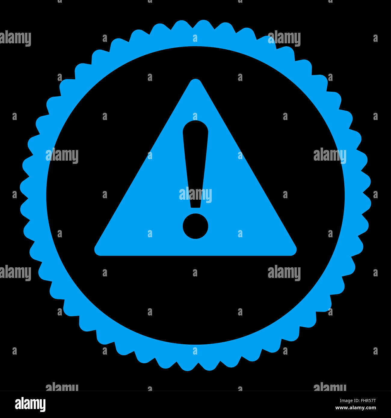 Warning flat blue color round stamp icon Stock Photo - Alamy