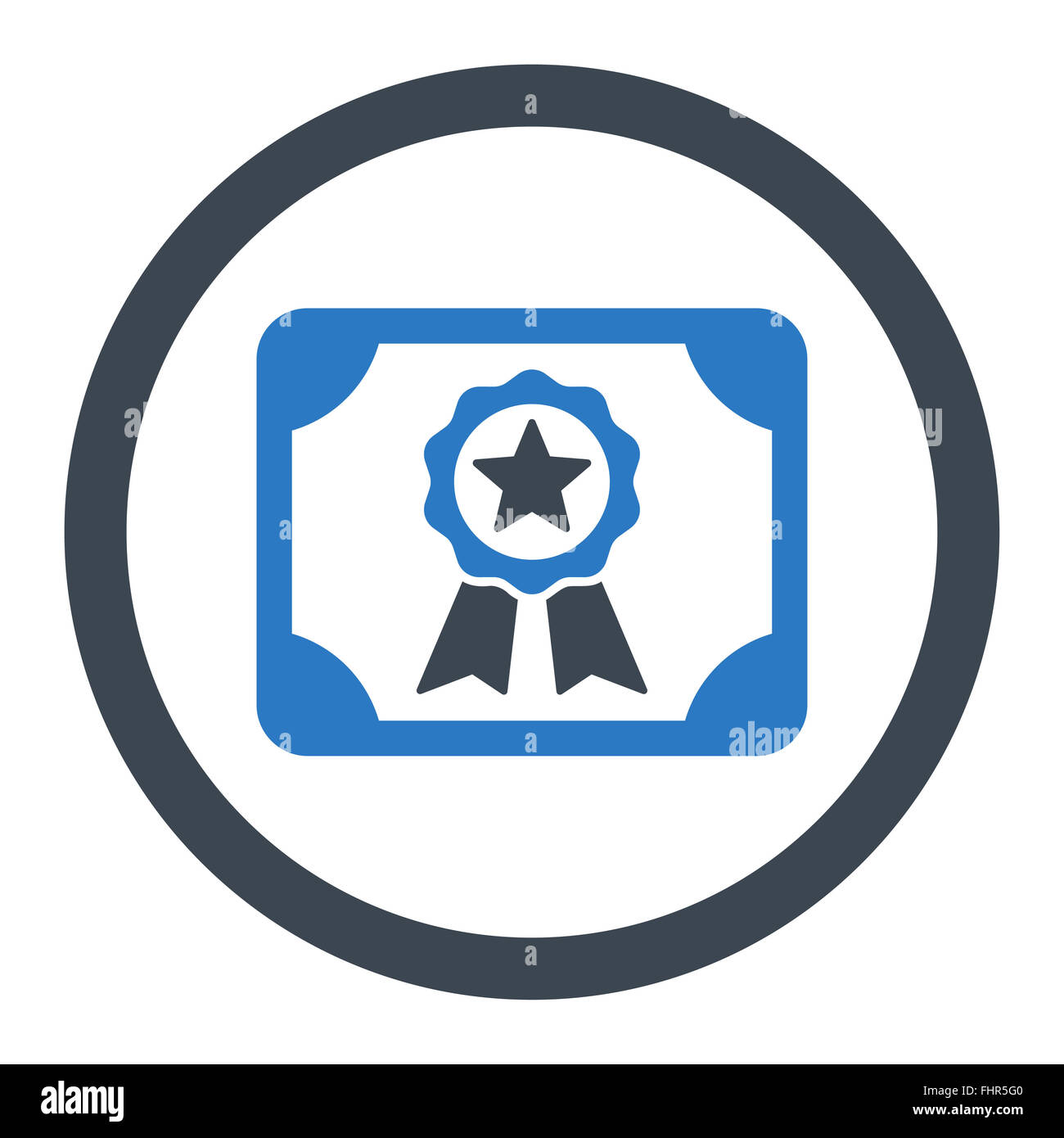 Certificate flat smooth blue colors rounded vector icon Stock Photo - Alamy