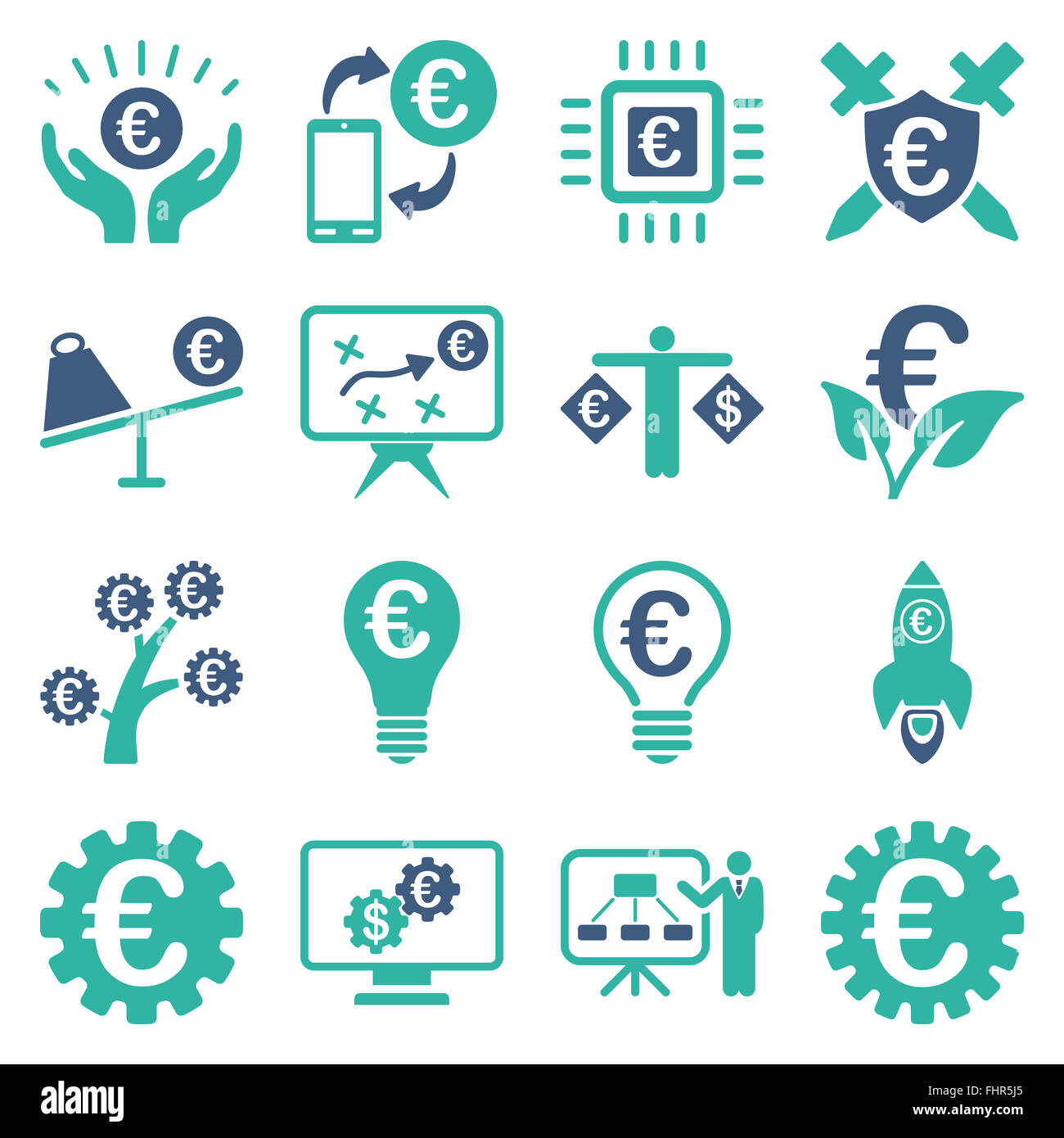 Euro banking business and service tools icons Stock Photo - Alamy