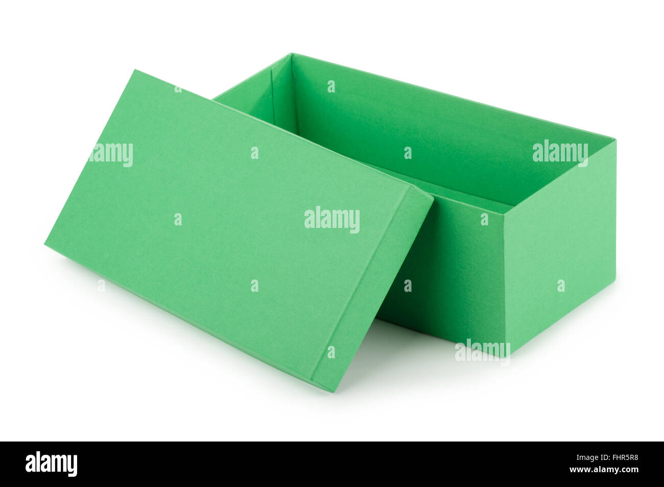 Green cardboard box isolated on a white background Stock Photo - Alamy
