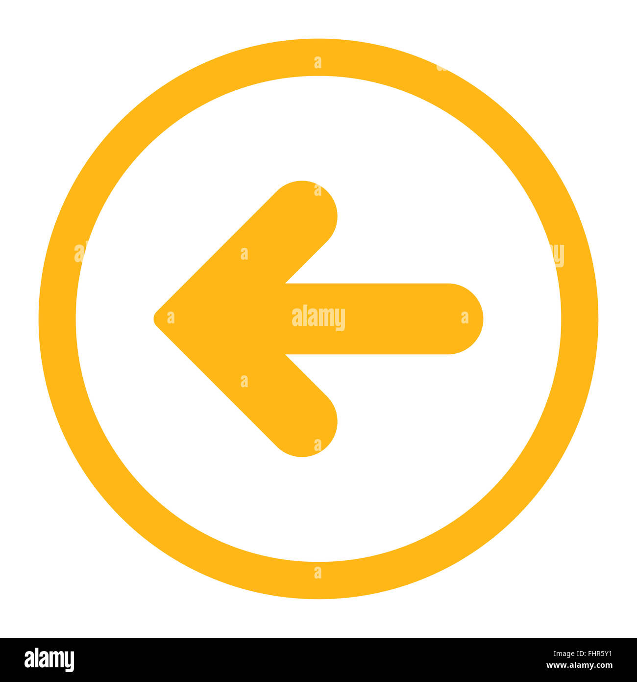 Arrow Left flat yellow color rounded vector icon Stock Photo - Alamy