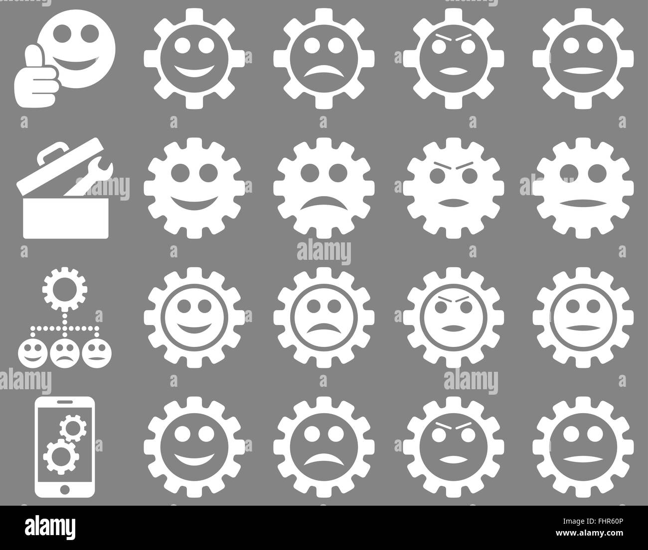 Tools and Smile Gears Icons Stock Photo - Alamy