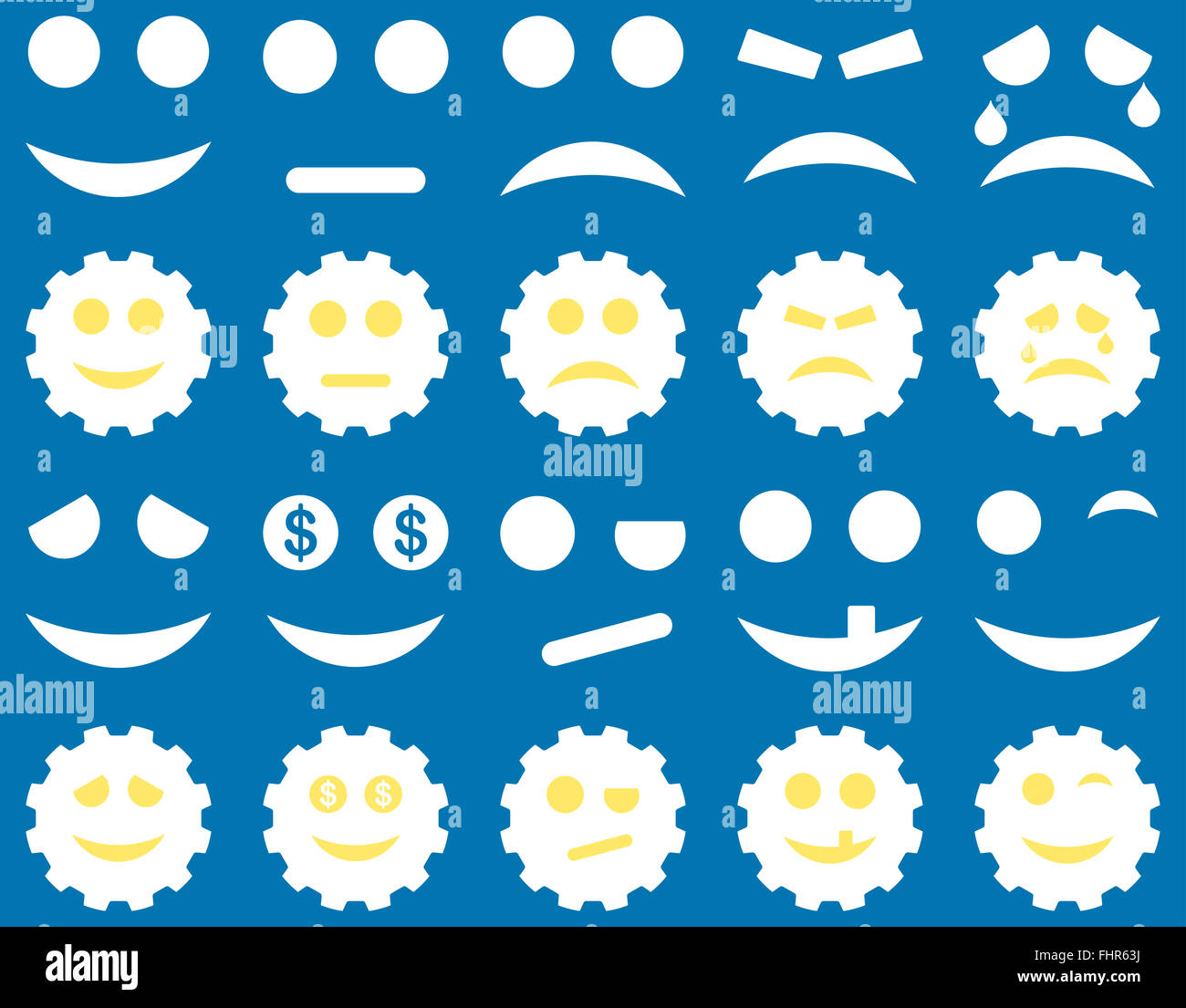 Tools, gears, smiles, emoticons icons Stock Photo - Alamy