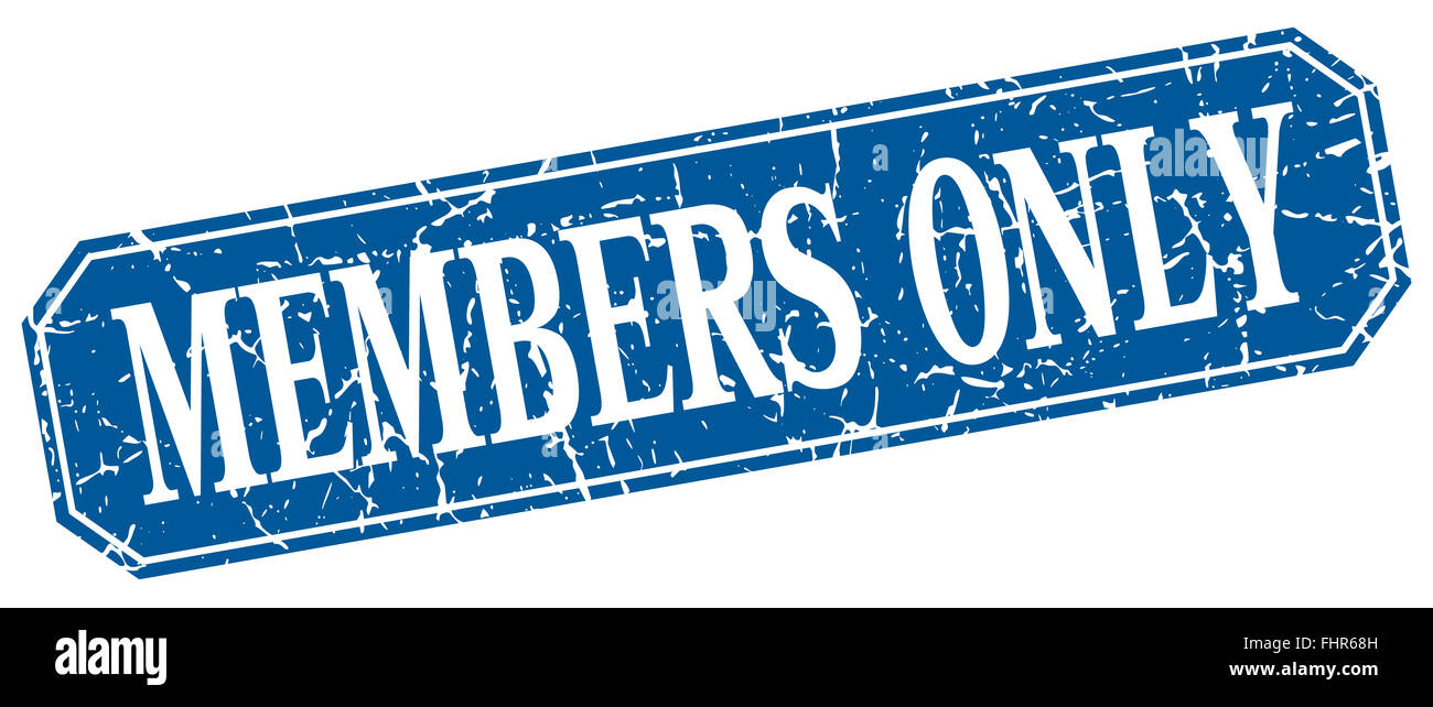members only blue square vintage grunge isolated sign Stock Photo - Alamy