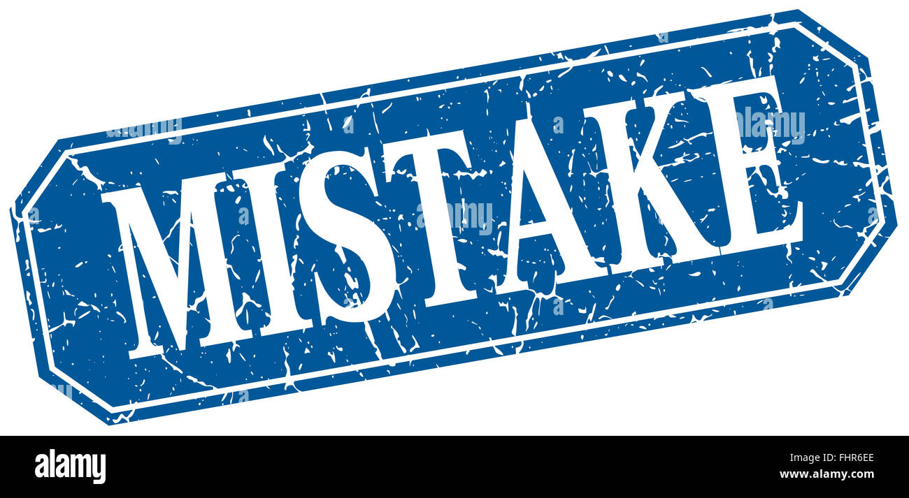 mistake blue square vintage grunge isolated sign Stock Photo - Alamy