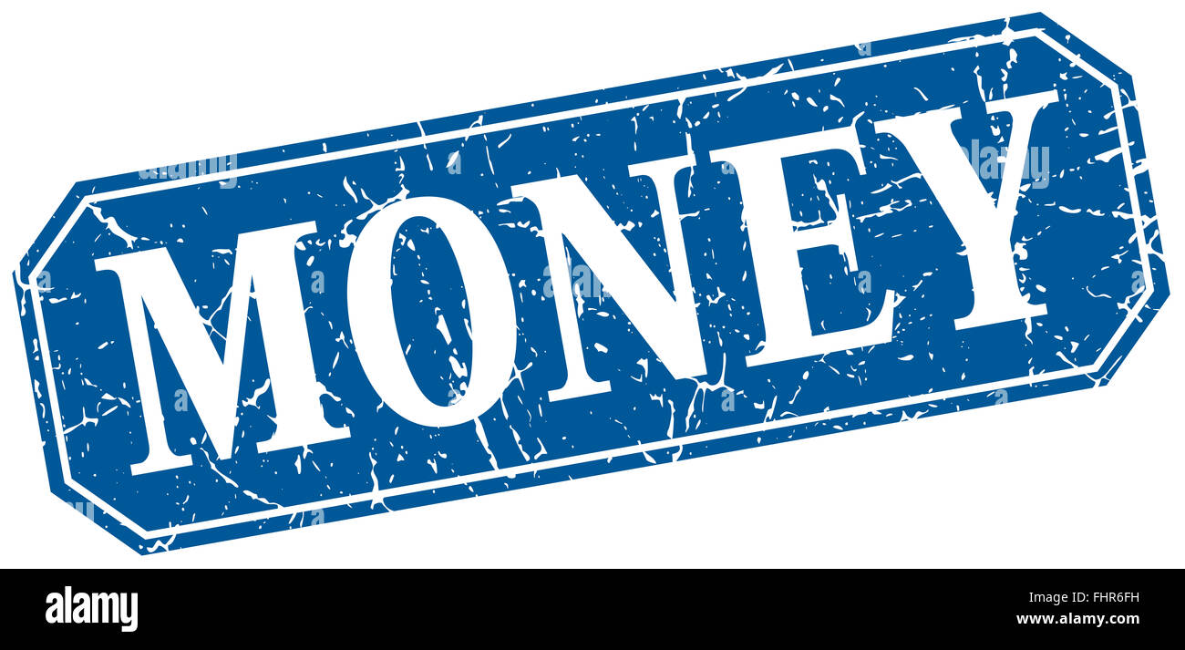 money blue square vintage grunge isolated sign Stock Photo - Alamy