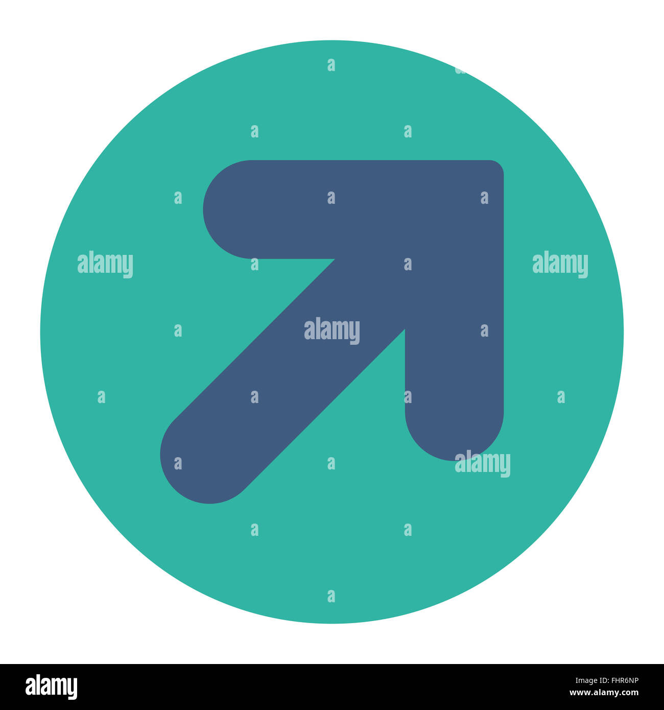 Arrow Up Right flat cobalt and cyan colors round button Stock Photo - Alamy