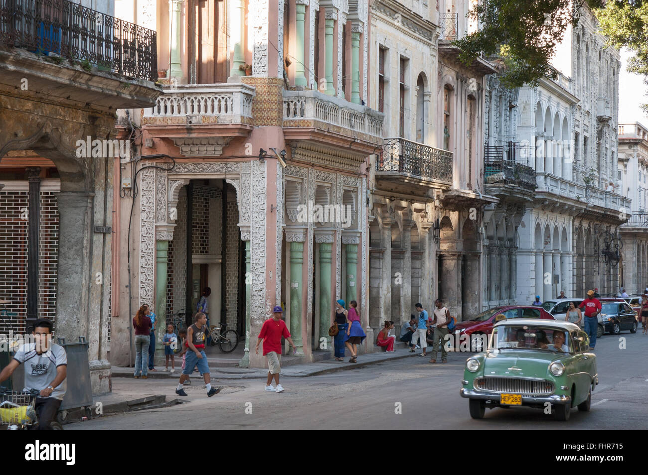 Colonial buildings along the streets in Havana Cuba with an old ...
