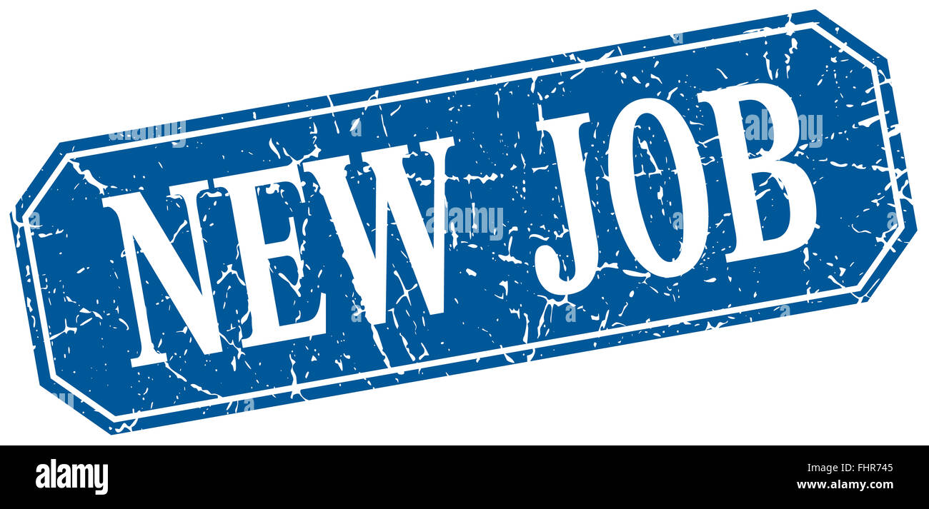 new job blue square vintage grunge isolated sign Stock Photo - Alamy