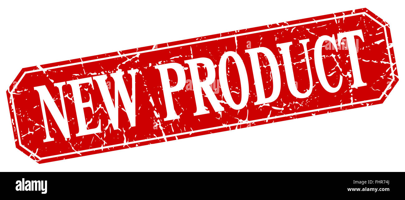 new product red square vintage grunge isolated sign Stock Photo - Alamy