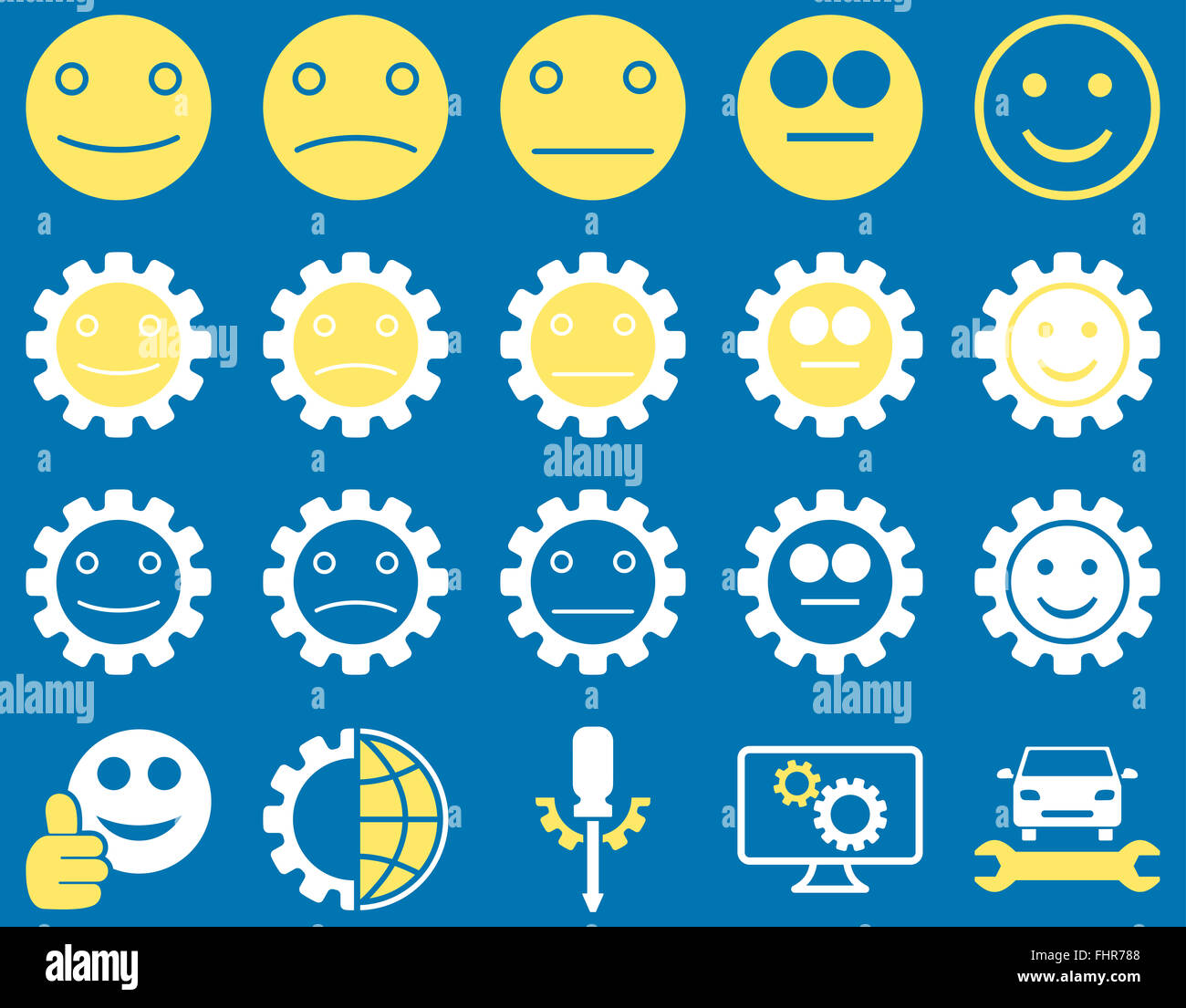 Tools and Smile Gears Icons Stock Photo - Alamy