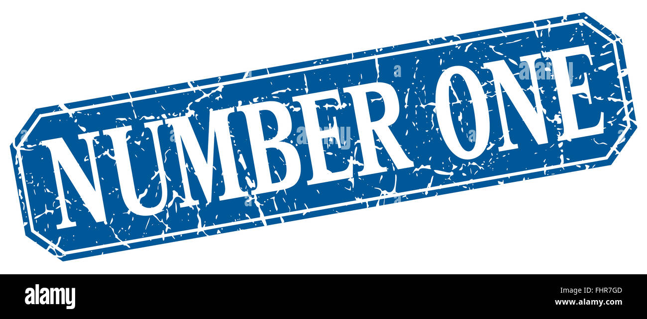 number one blue square vintage grunge isolated sign Stock Photo - Alamy