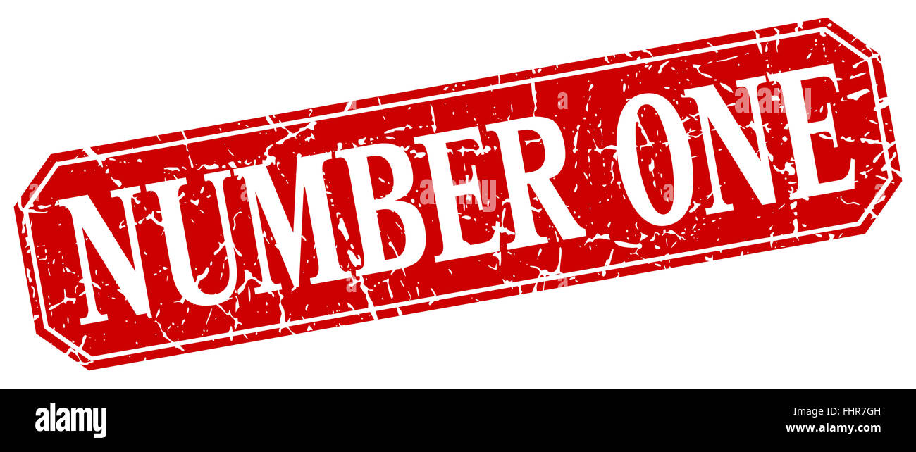 number one red square vintage grunge isolated sign Stock Photo - Alamy