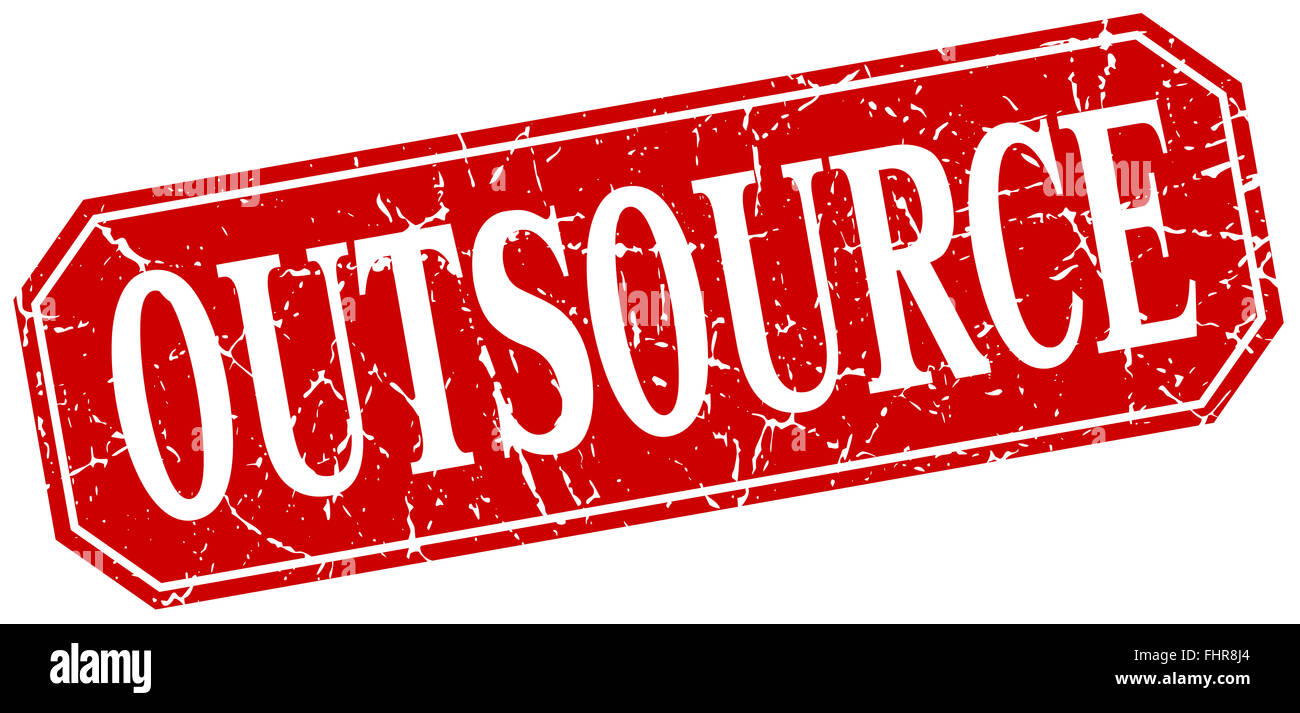 outsource red square vintage grunge isolated sign Stock Photo - Alamy