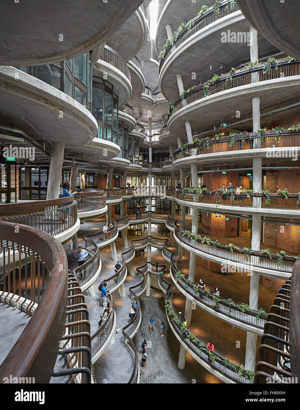 Balconies extending around interior atriumNTUNanyang Technological ...