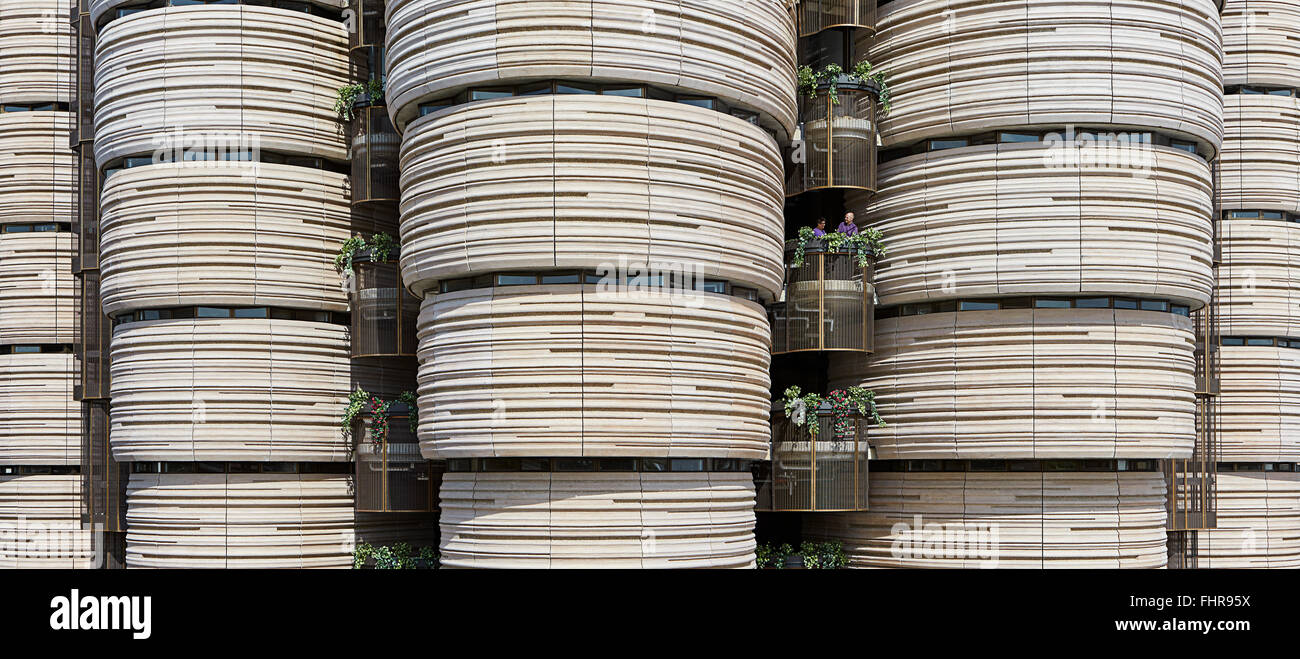 Detail of curved facade panels and balconiesNTUNanyang Technological ...