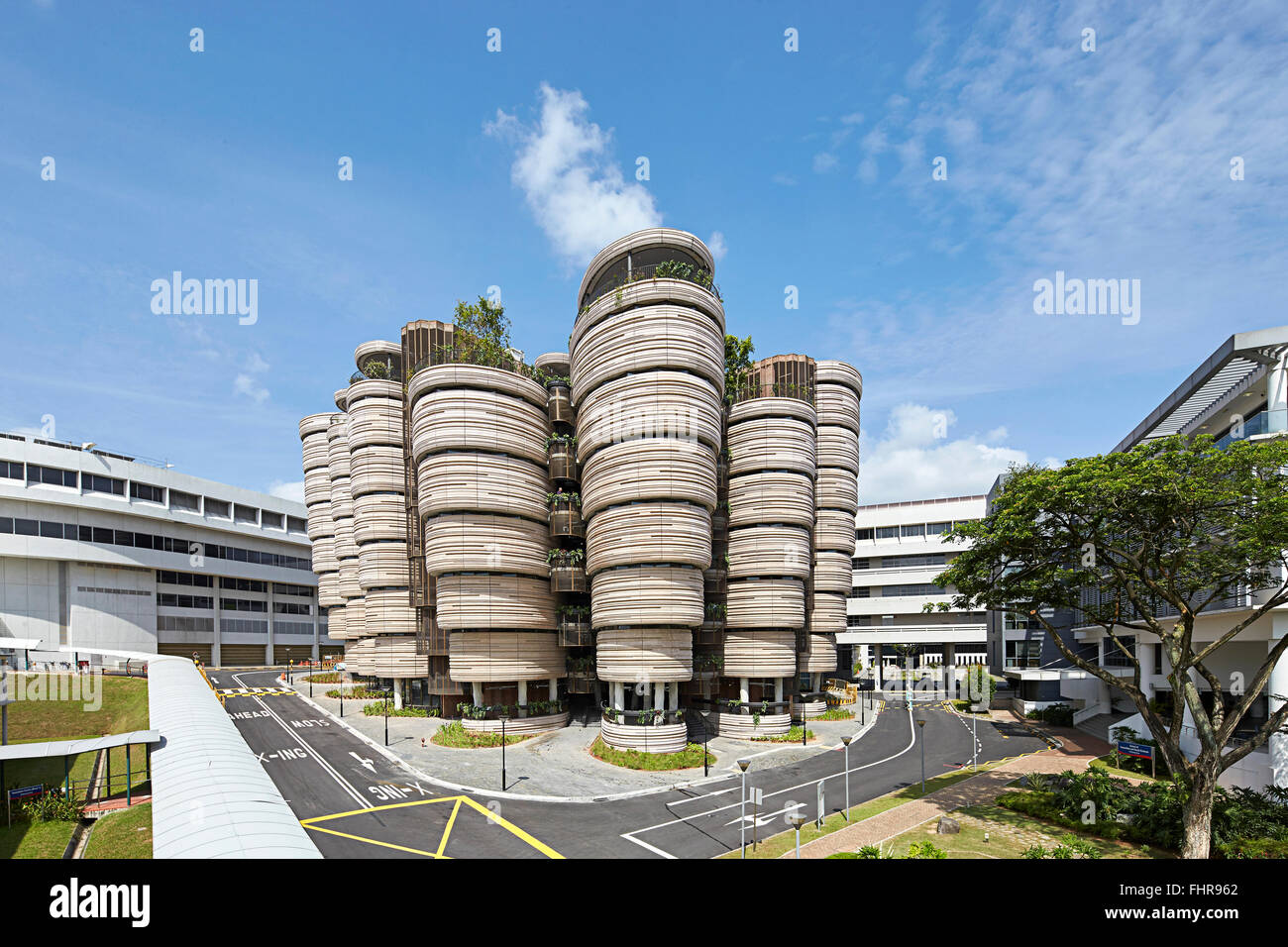 Distant view of NTU learning hub on campusNTUNanyang Technological ...