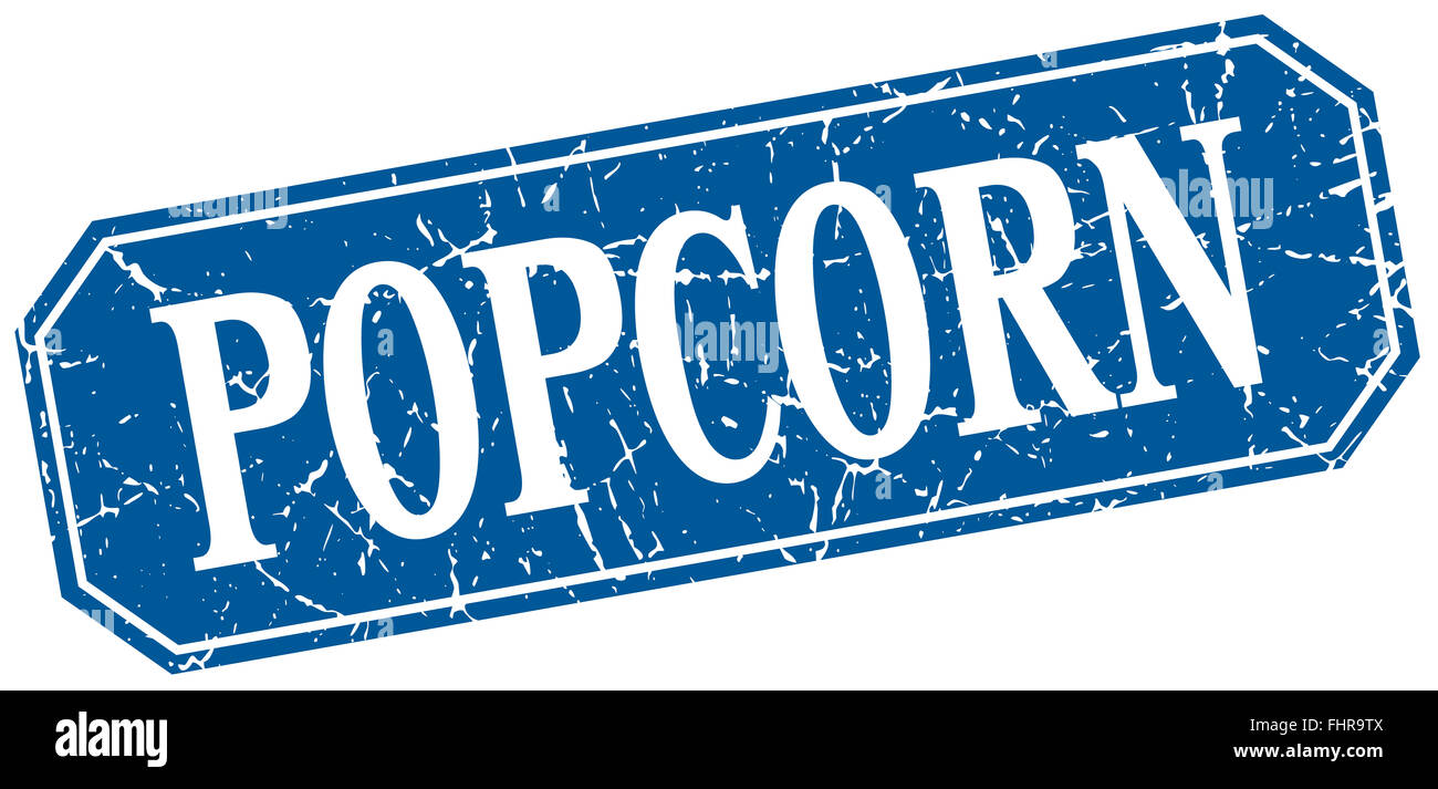 popcorn blue square vintage grunge isolated sign Stock Photo - Alamy