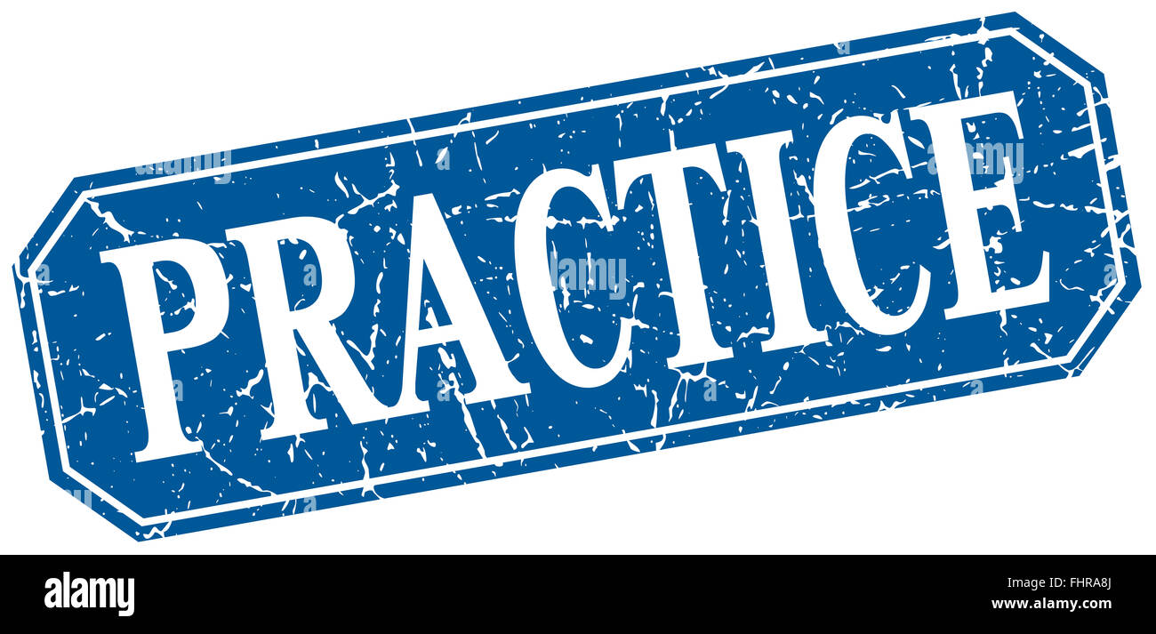 practice blue square vintage grunge isolated sign Stock Photo - Alamy