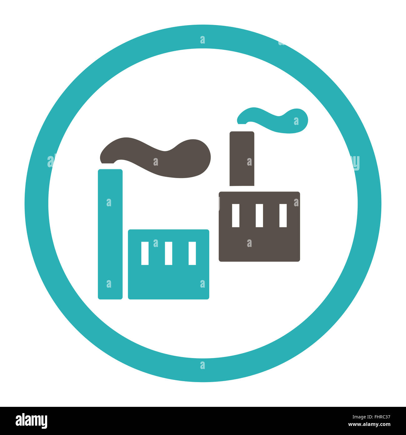 Industry flat grey and cyan colors rounded vector icon Stock Photo - Alamy