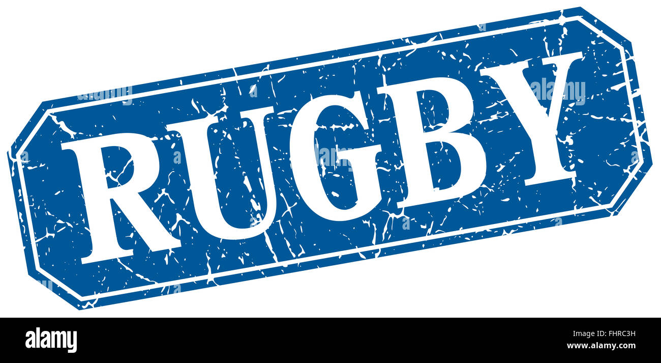 rugby blue square vintage grunge isolated sign Stock Photo - Alamy