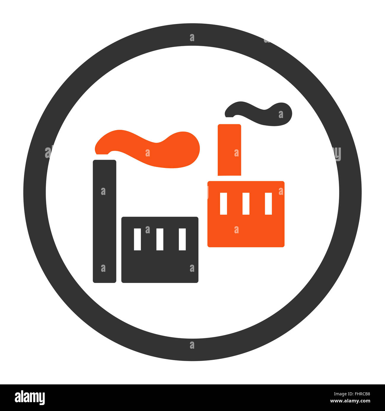 Industry flat orange and gray colors rounded vector icon Stock Photo ...