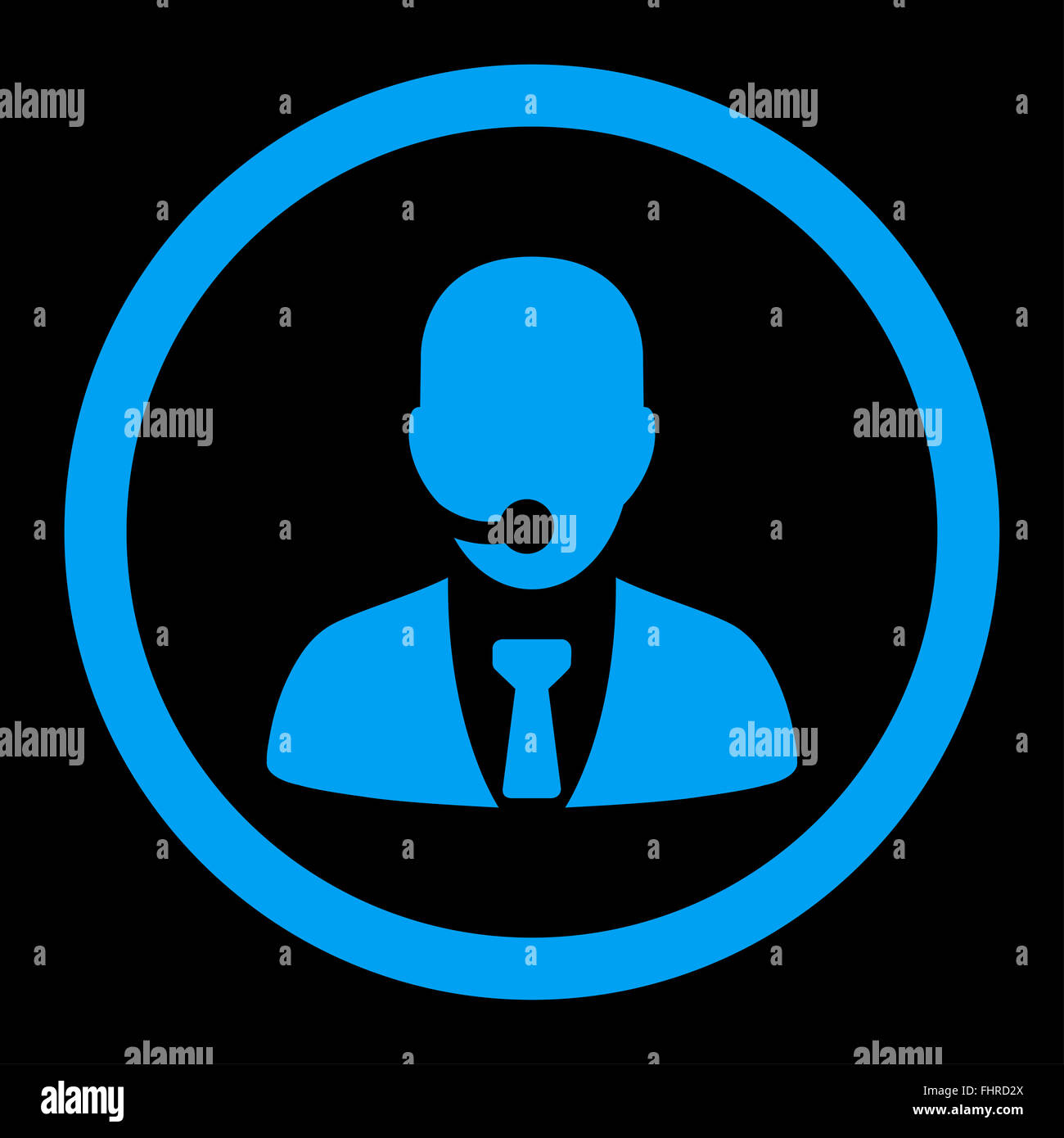 Call center operator flat blue color rounded vector icon Stock Photo - Alamy