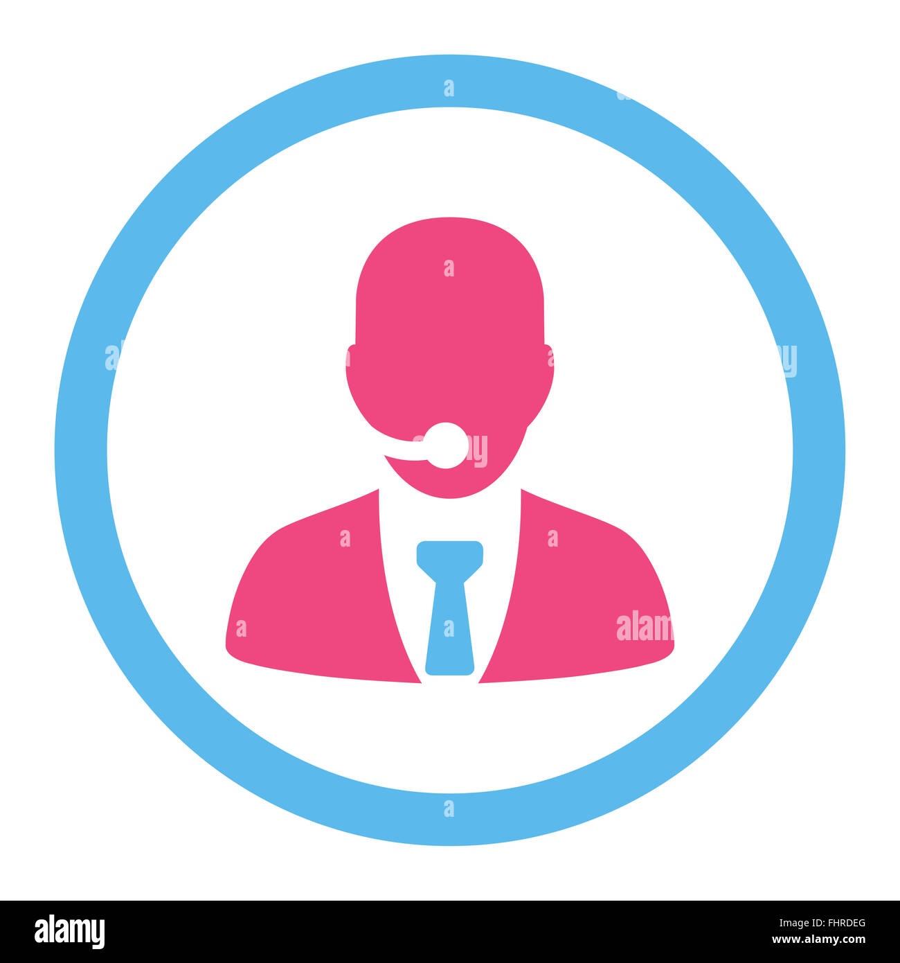 Call center operator flat pink and blue colors rounded vector icon ...