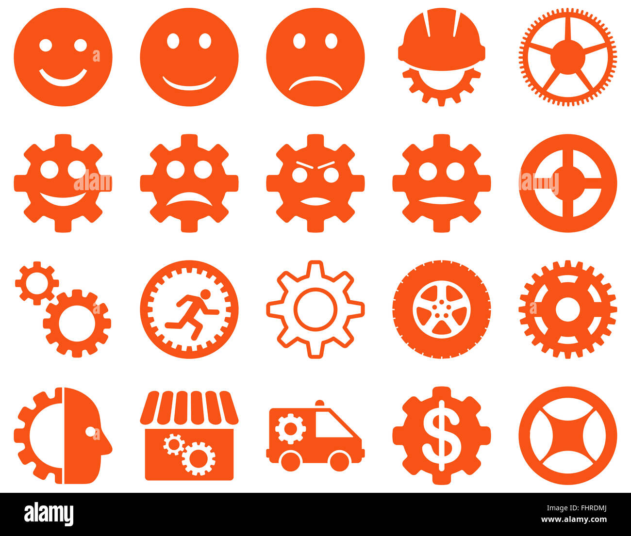 Tools and Smile Gears Icons Stock Photo - Alamy