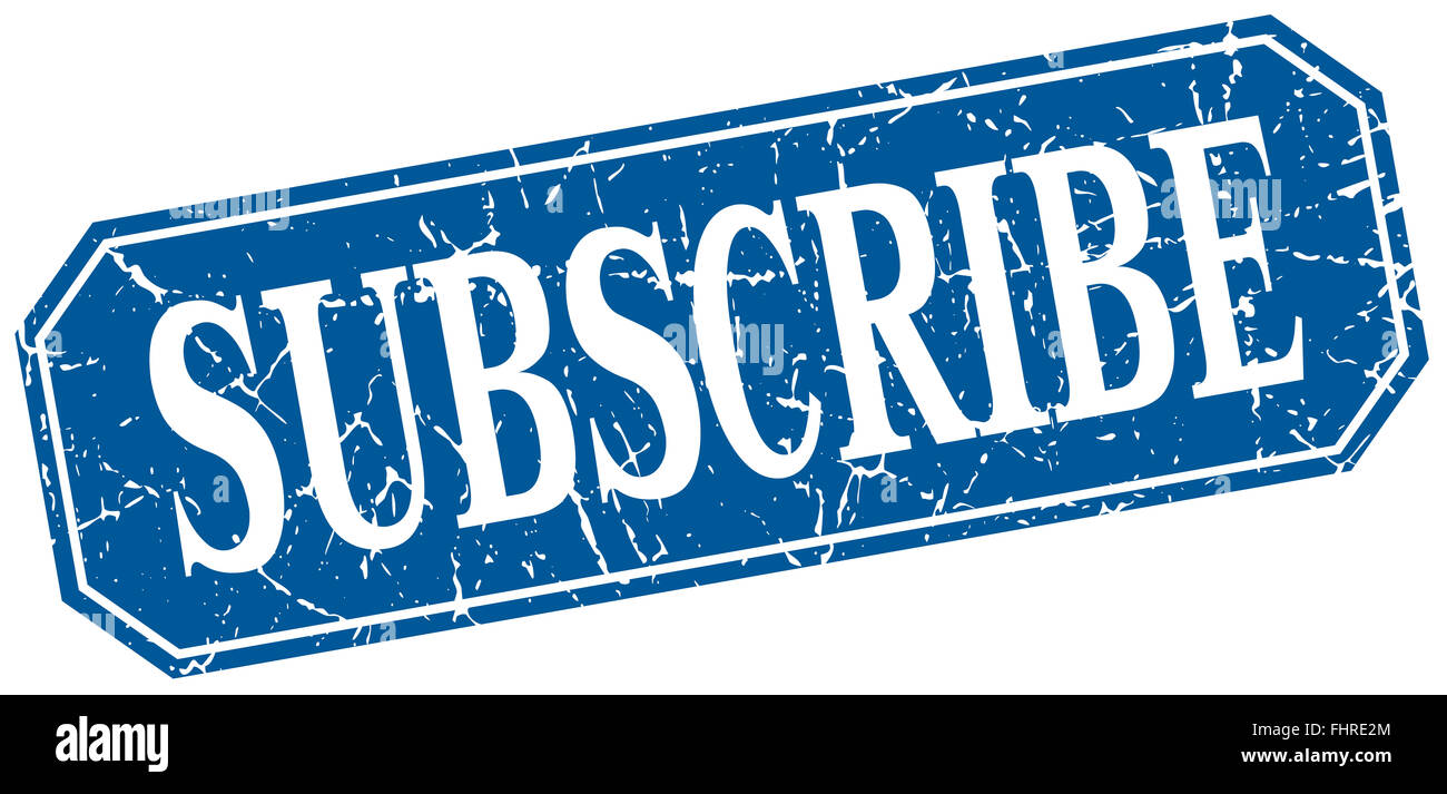 subscribe blue square vintage grunge isolated sign Stock Photo - Alamy