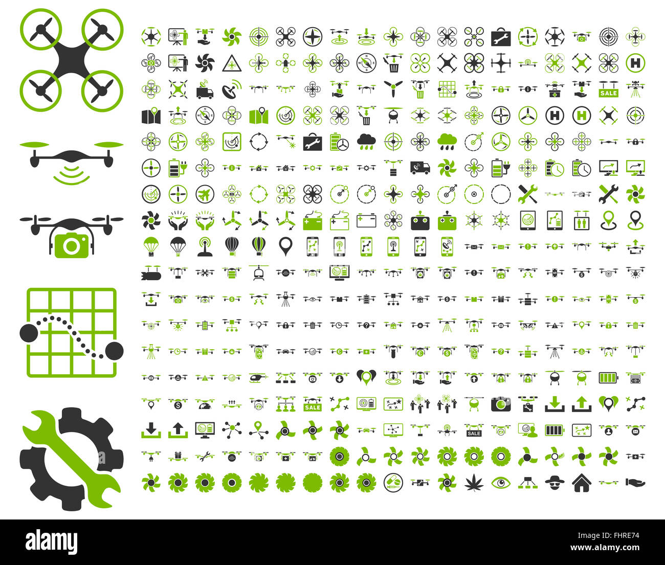 Air drones and quadcopter tools icons Stock Photo - Alamy