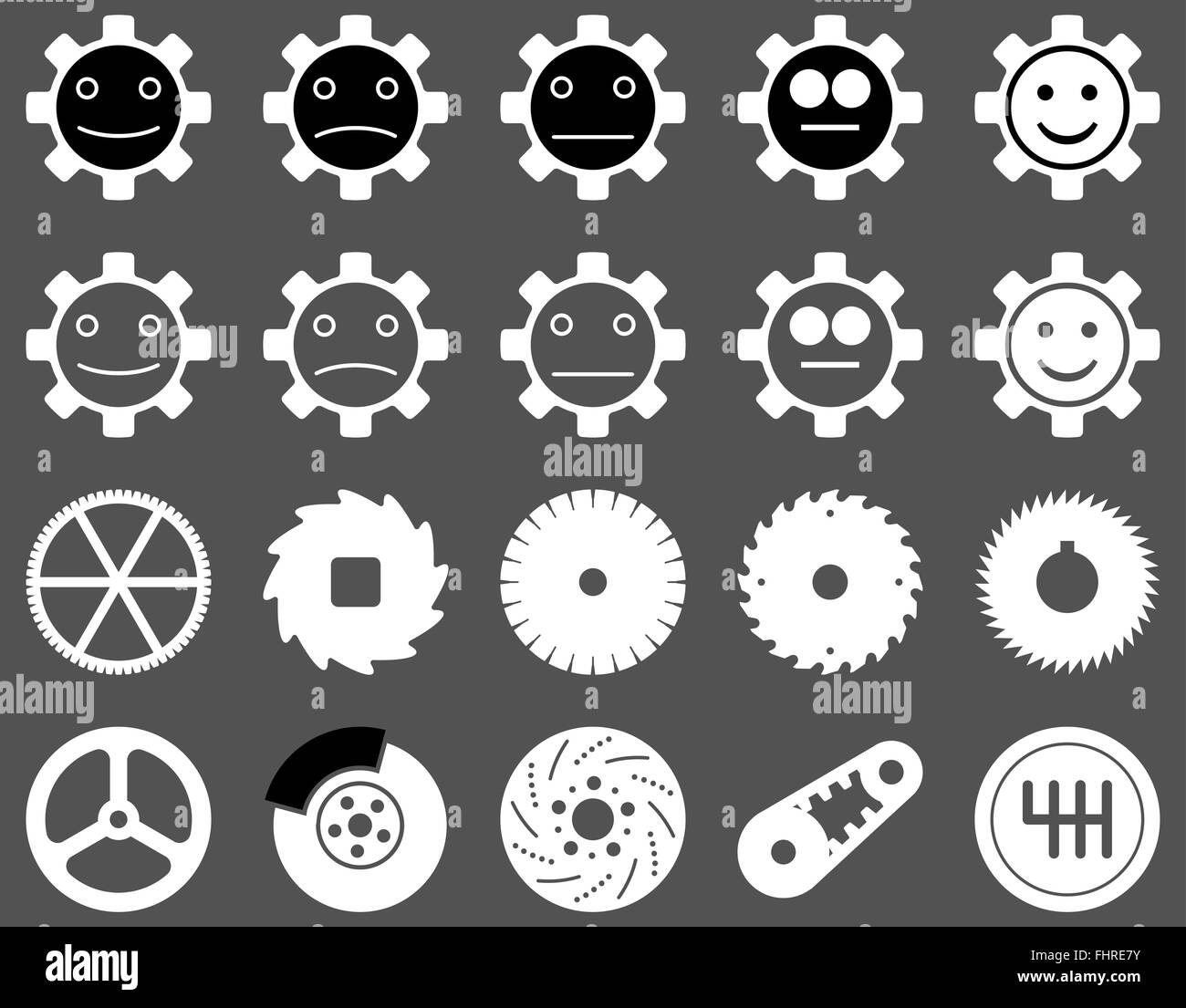Tools and Smile Gears Icons Stock Photo - Alamy