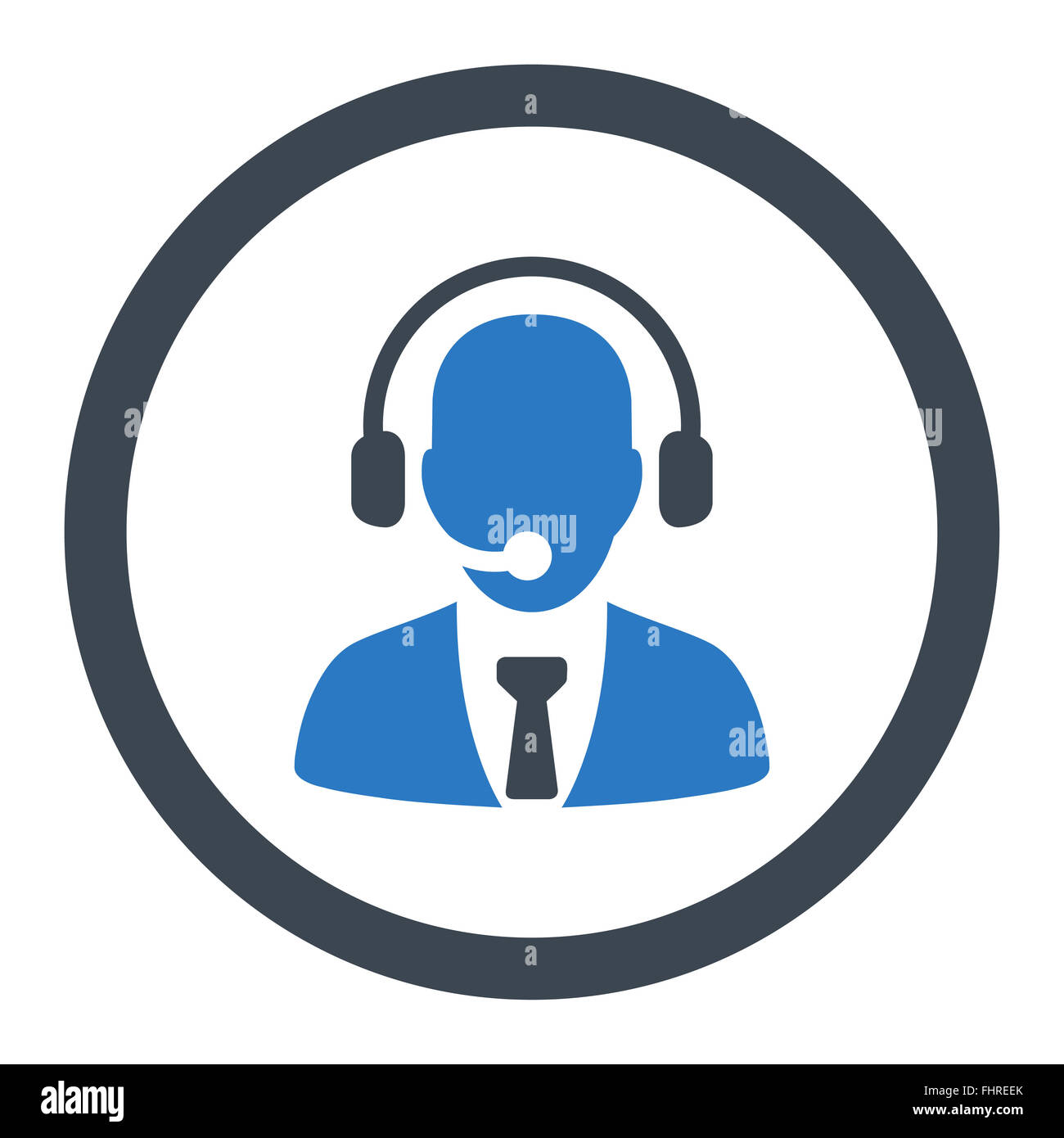 Call center flat smooth blue colors rounded vector icon Stock Photo - Alamy