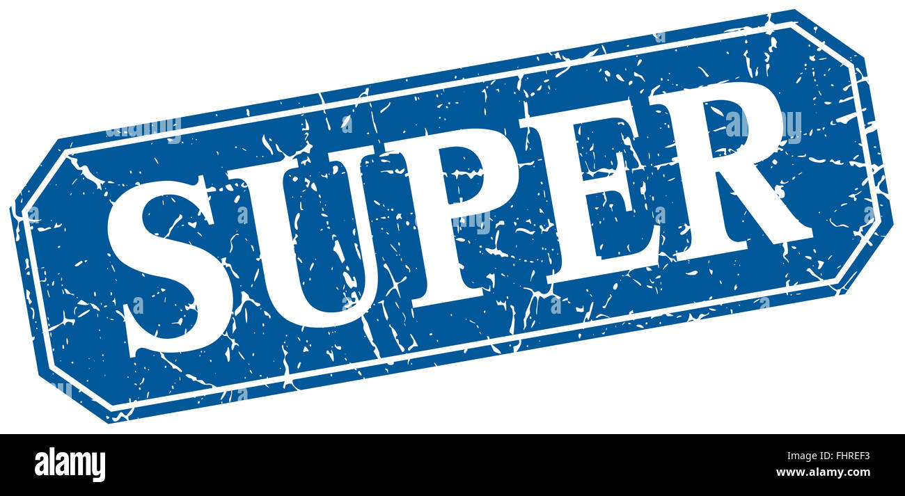 super blue square vintage grunge isolated sign Stock Photo - Alamy
