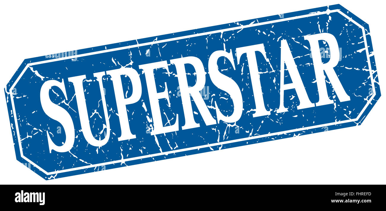 superstar blue square vintage grunge isolated sign Stock Photo - Alamy