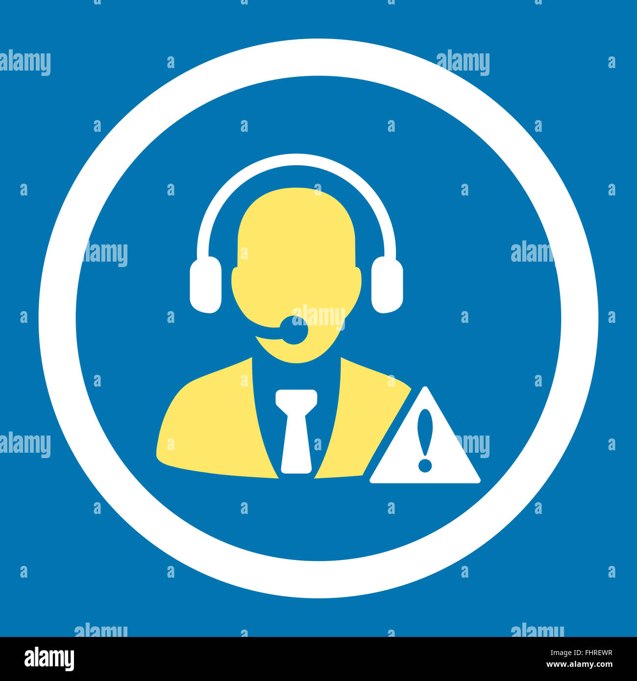 Emergency service flat yellow and white colors rounded vector icon ...