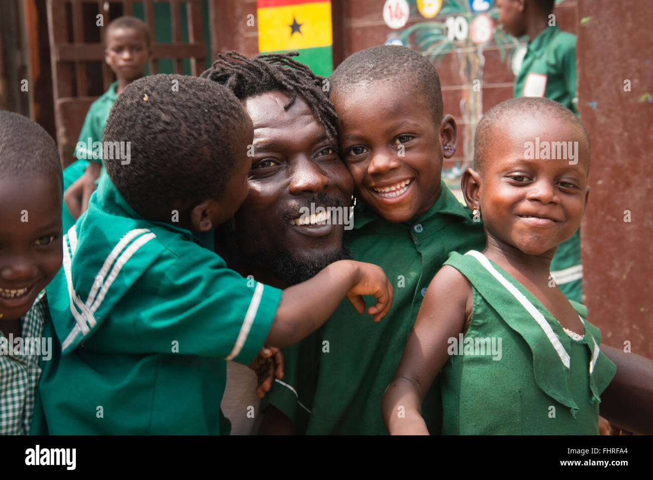 ACCRA, GHANA - JANUARY 2016: School children in front of their school ...