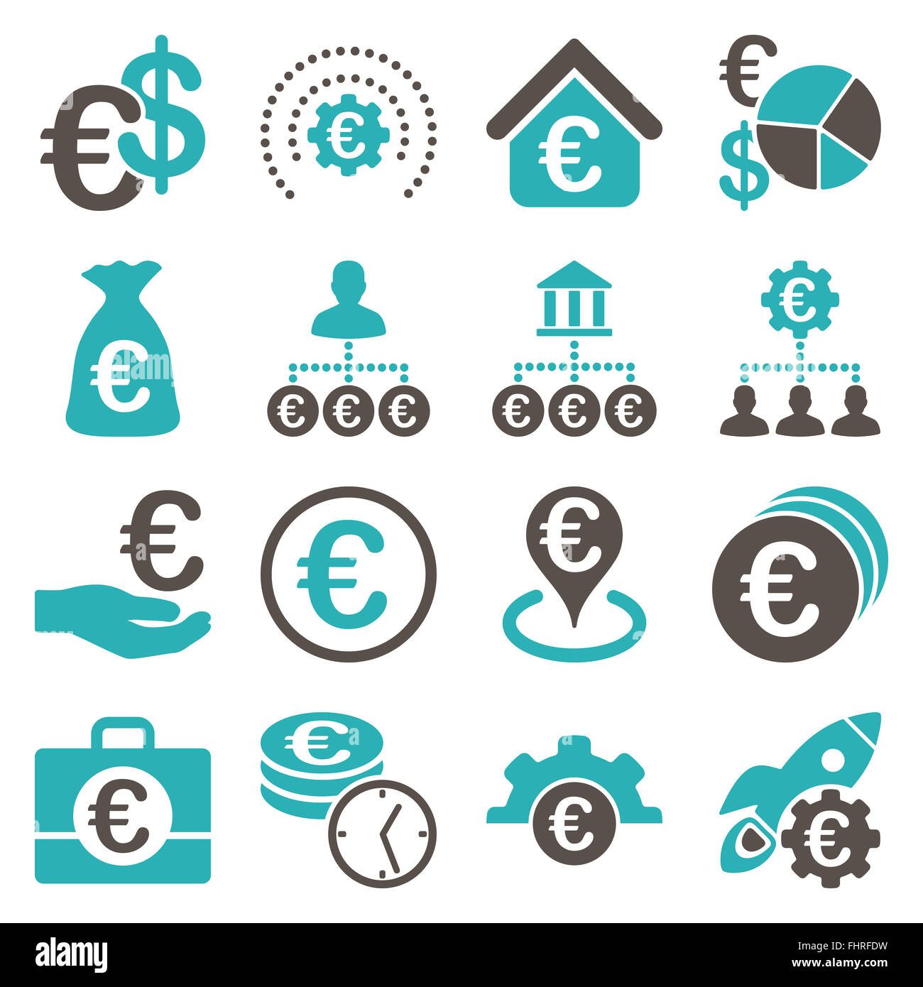 Euro banking business and service tools icons Stock Photo - Alamy