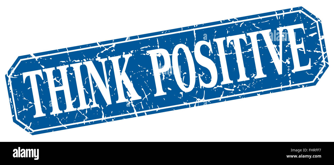 think positive blue square vintage grunge isolated sign Stock Photo - Alamy