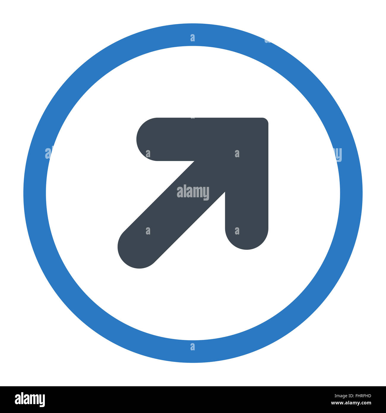 Arrow Up Right flat smooth blue colors rounded raster icon Stock Photo ...