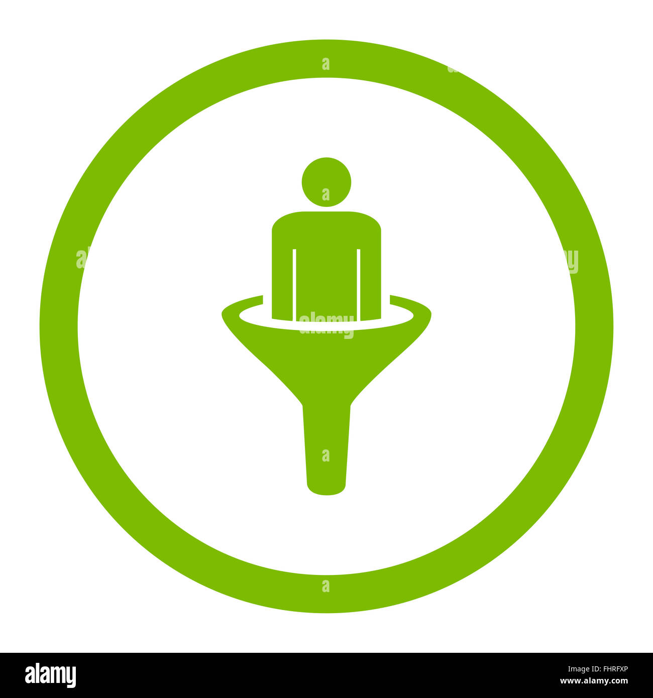 Sales funnel flat eco green color rounded vector icon Stock Photo - Alamy
