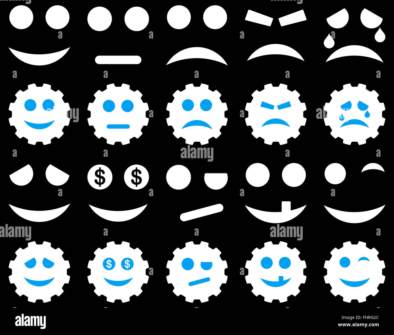 Tools, gears, smiles, emoticons icons Stock Photo - Alamy
