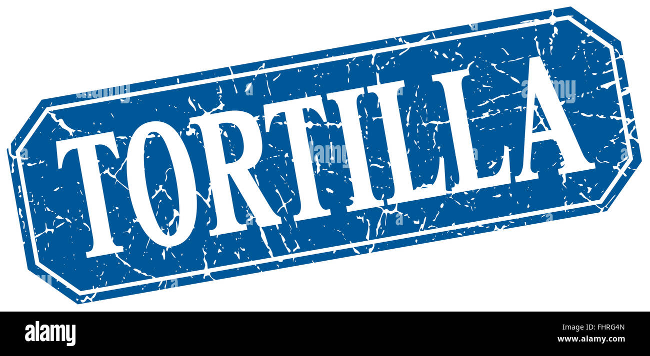 tortilla blue square vintage grunge isolated sign Stock Photo - Alamy