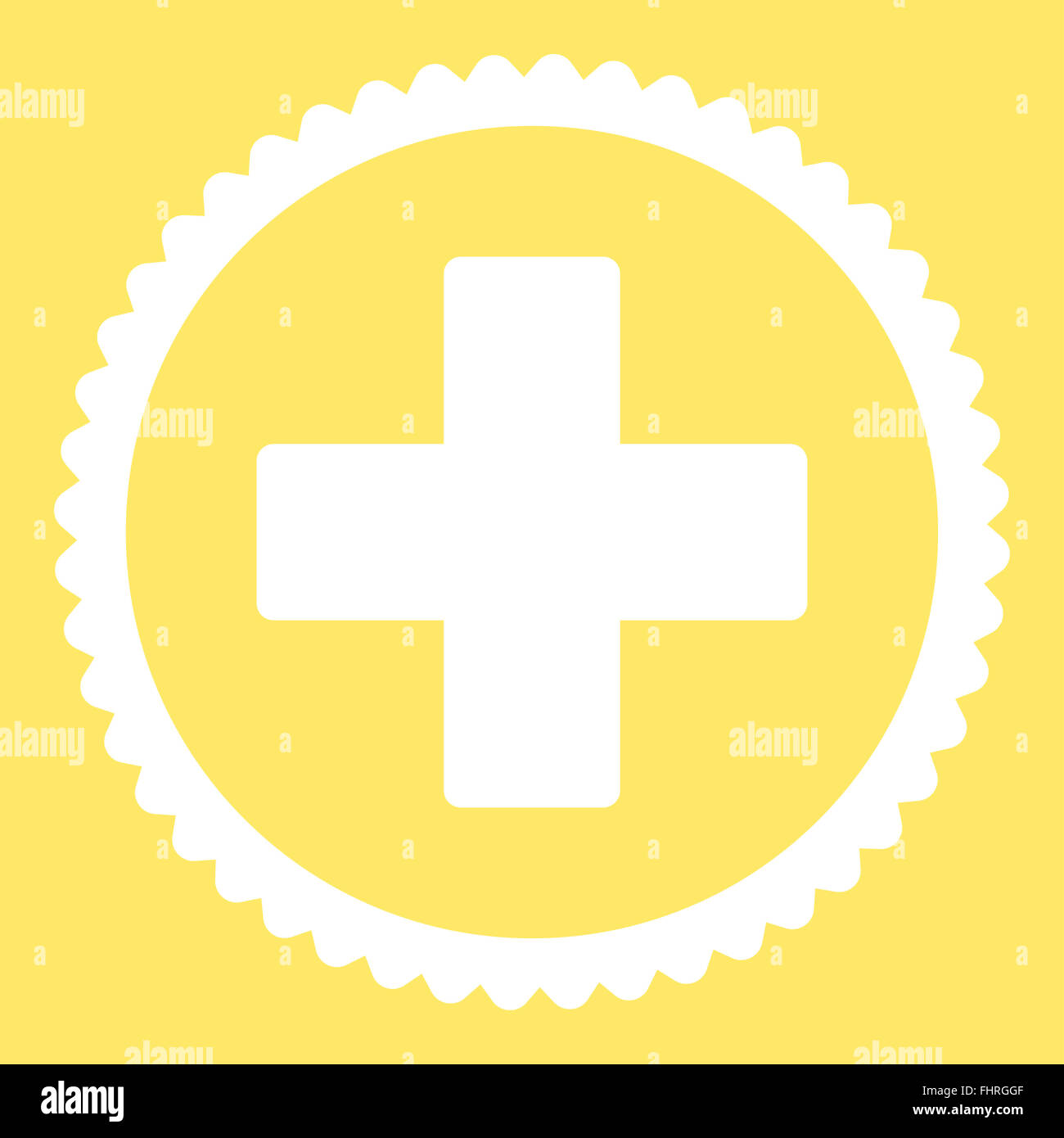 Plus flat white color round stamp icon Stock Photo - Alamy