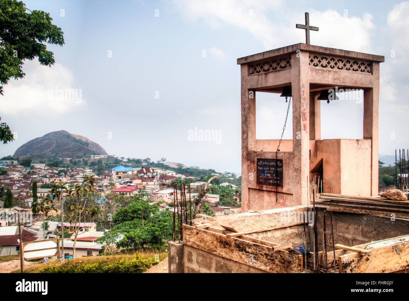 View from the church over the town of Amedzofe with its green ...
