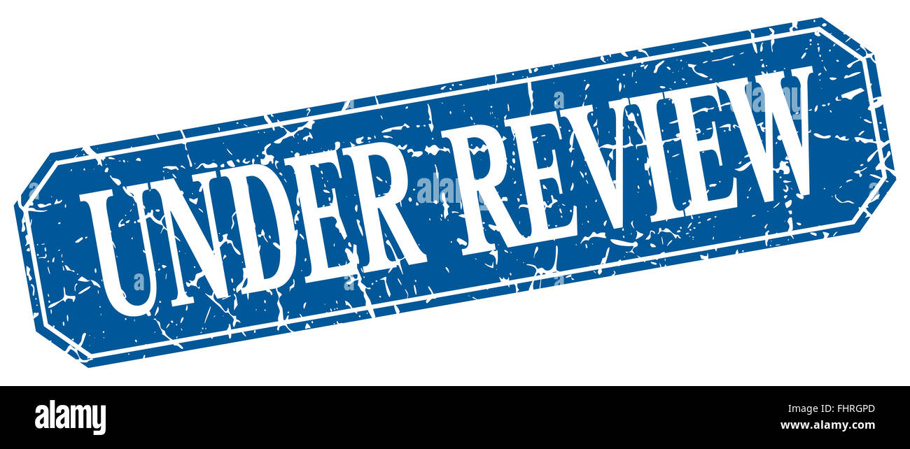 under review blue square vintage grunge isolated sign Stock Photo - Alamy