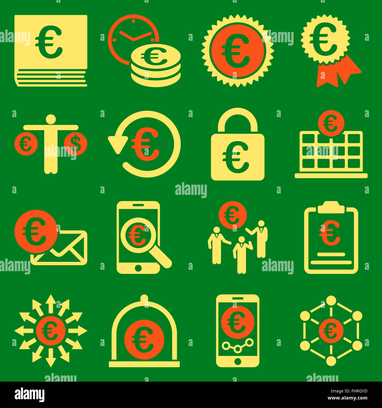 Euro banking business and service tools icons Stock Photo - Alamy