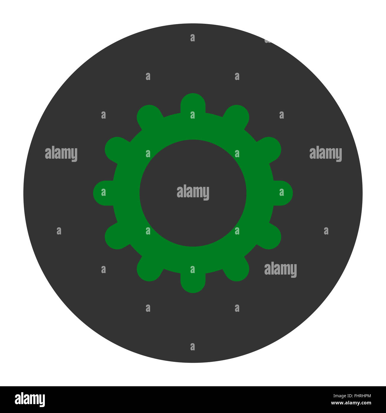 Gear flat green and gray colors round button Stock Photo - Alamy